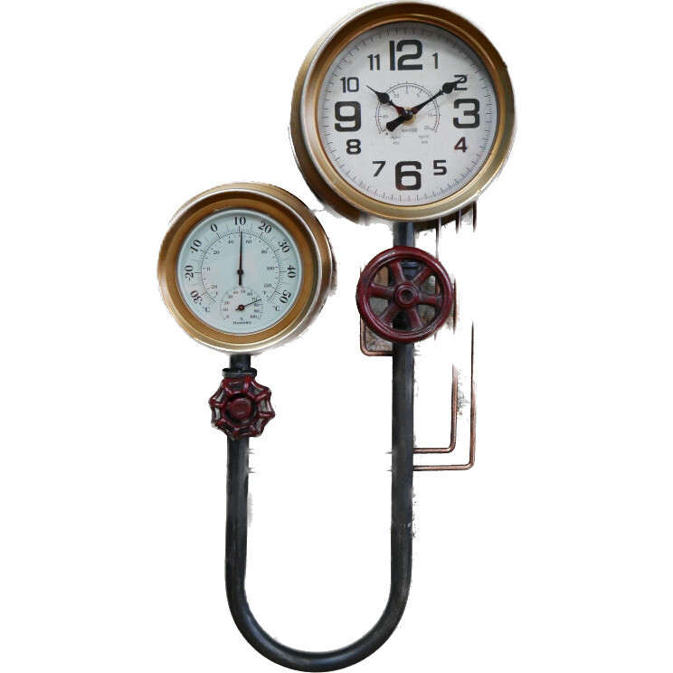 Wall Mounted Industrial Pipe Clock | Pressure Gauge Style | Home Decor ...