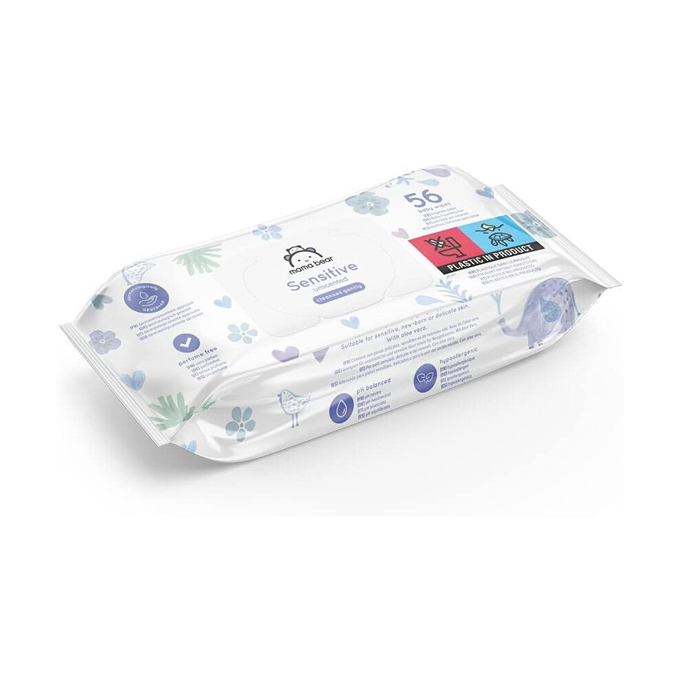 Amazon Brand Mama Bear Sensitive Unscented Baby Wipes 1008 Count 18 Packs of 56