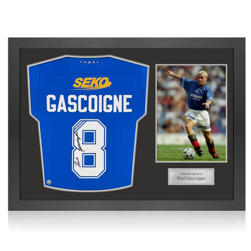 Paul Gascoigne Signed Rangers 2021-22 Football Shirt. Icon Frame on OnBuy