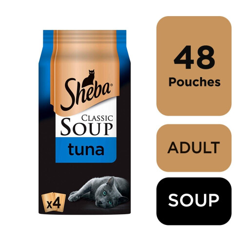 Sheba Classic Soup with Tuna Fillets Cat Pouches, 4 x 40 g, Pack of 12 ...
