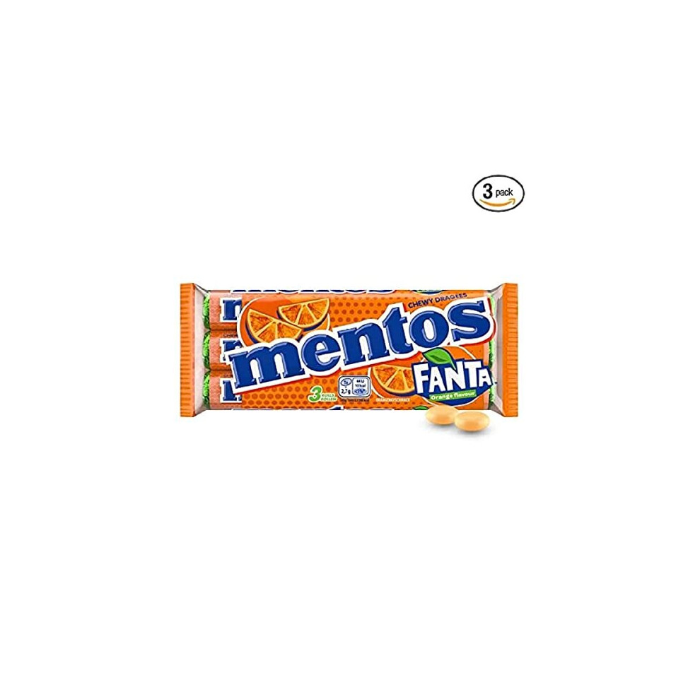 Mentos Roll of Fanta Orange Flavour Chewy Dragees Sweets 3 x 37.5g on OnBuy