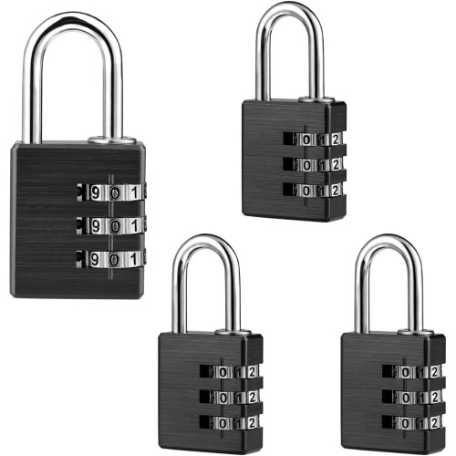 4 Pack Small Combination Lock3 Digit Locker Lock with 9/16 in. Width ...