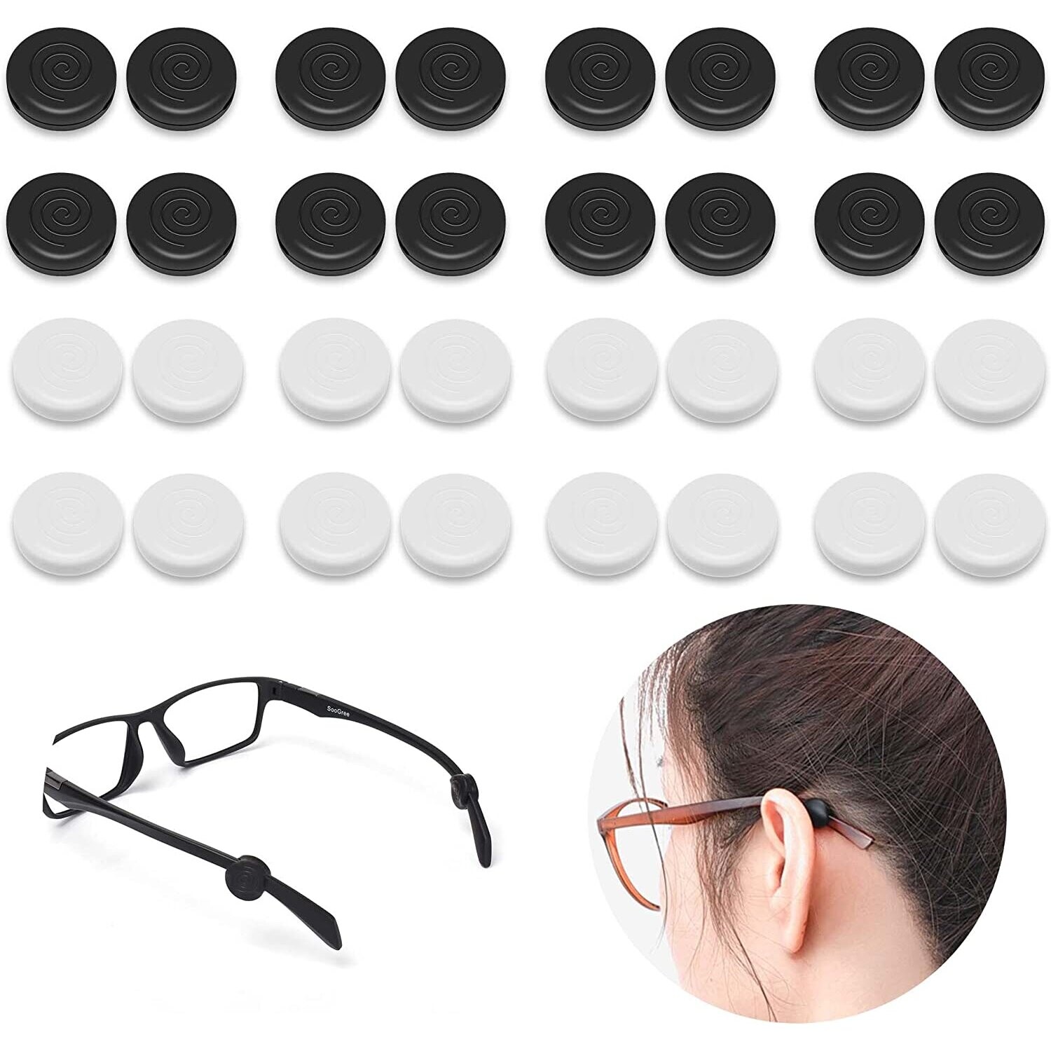 Circular Shape Glasses Temple Tips Sleeve Retainer Eyeglasses Retainers ...