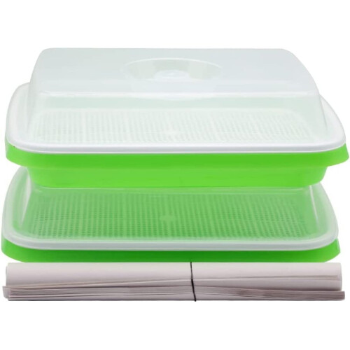 Seed Sprouter Tray 2PCS Soil-Free Wheatgrass Grower Sprouting Container ...
