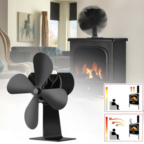 2 Pcs FFAN01 4 Blade Fireplace Fan Eco Friendly Quiet Winter Thermal ...
