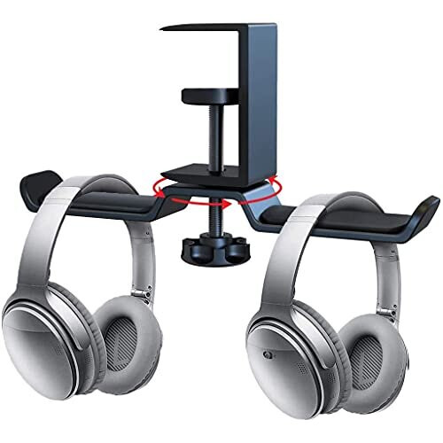 Dual Headphone Stand Hanger, 360 Rotating Premium aluminum alloy ...