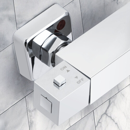 Square Chrome Thermostatic Bar Shower Mixer & Riser Kit on OnBuy