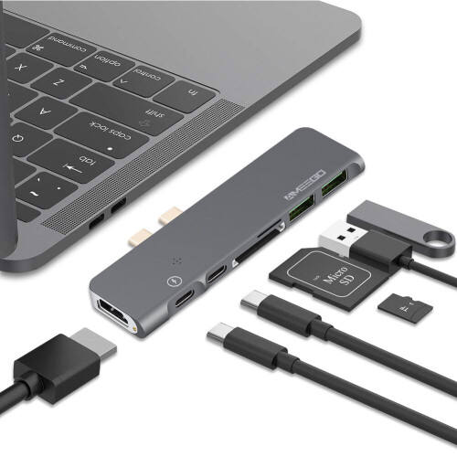 7 in1 HUB Dual USB/Type C Connector to USB 3.0 Extension Dock Convertor ...