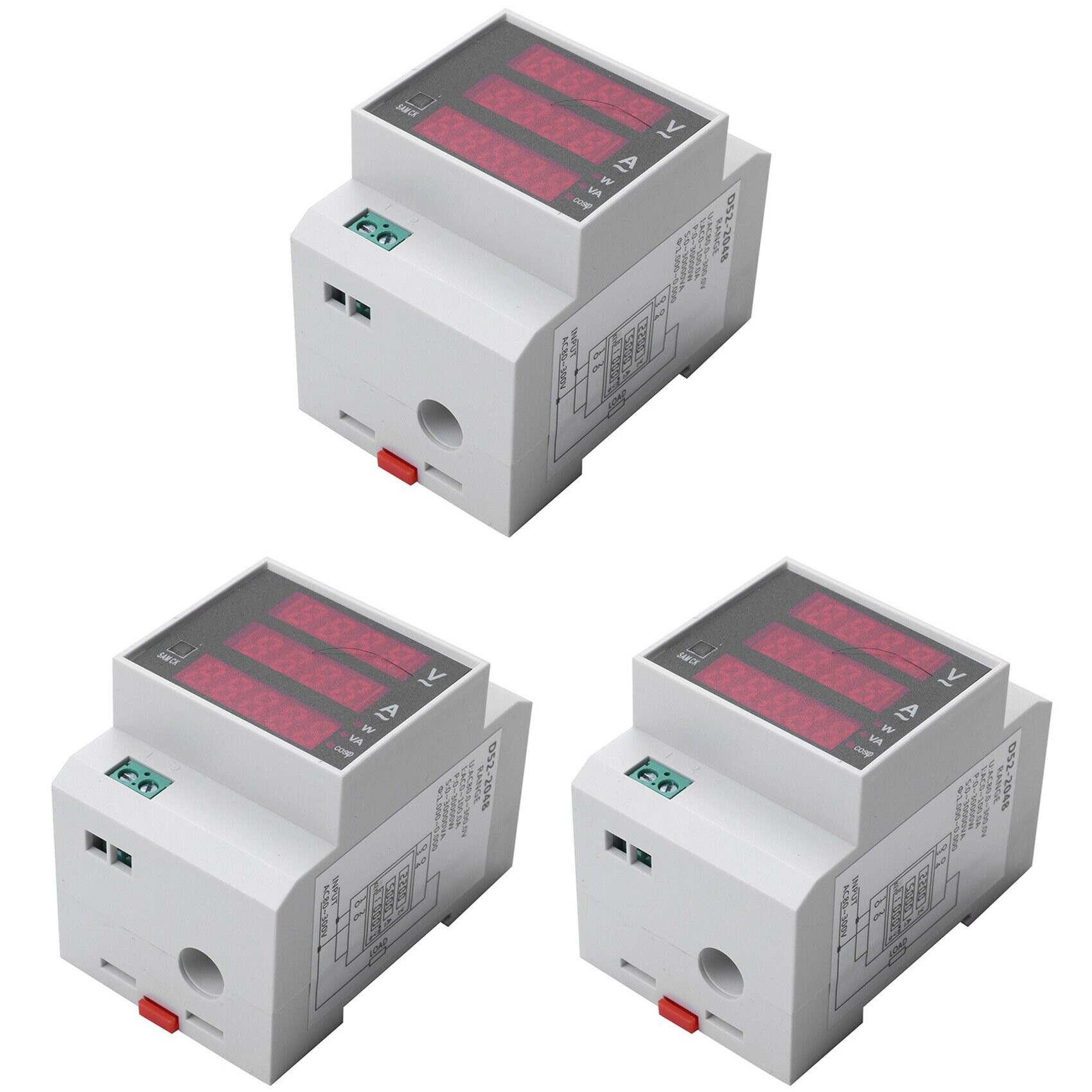 3X AC80-300V/100A Meter Din Rail LED Active Power Factor Multi ...