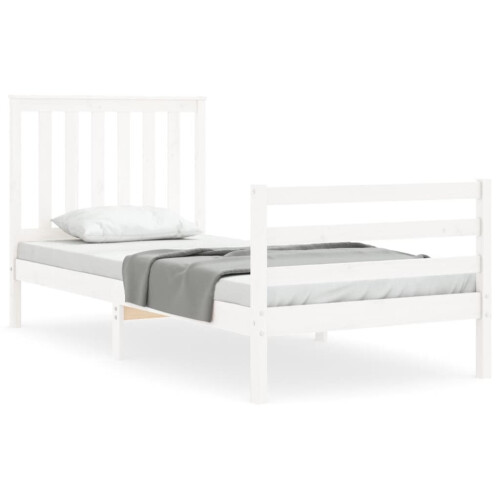 (white, 90 x 190 cm) vidaXL Bed Frame Bed Base Wooden Platform Bed with ...