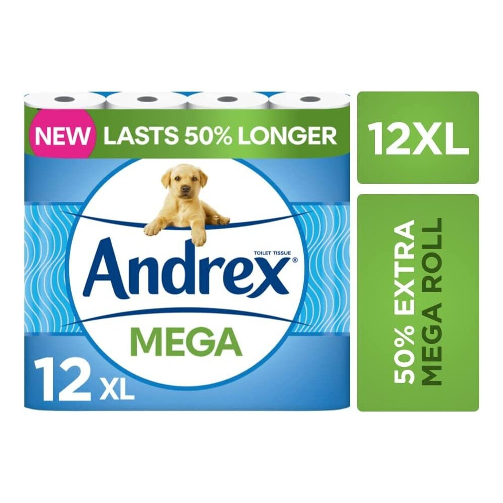 Andrex Classic Clean Mega Toilet Roll - 12 Mega XL Rolls - Same Quality ...