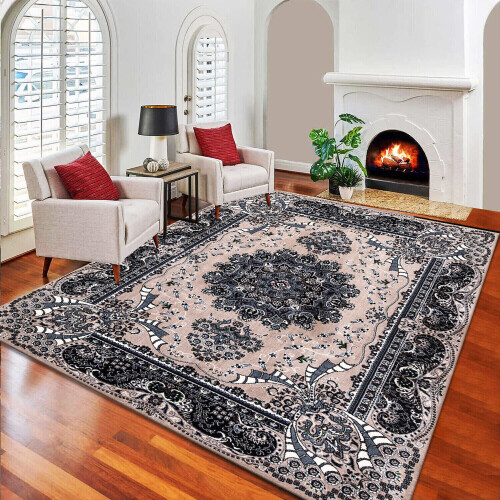 (Beige - RADA RUG, 200 x 290 cm ) Luxury Large Traditional Rugs Bedroom ...