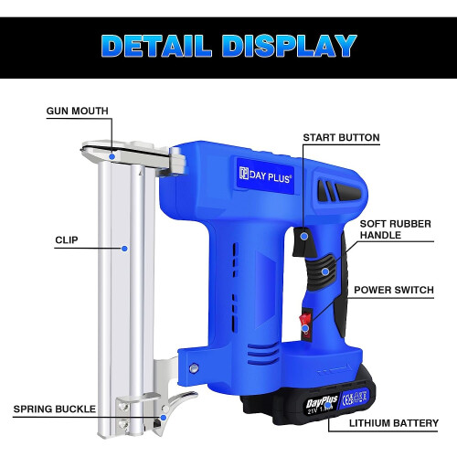 Staple Gun 21V Cordless Brad Nailer, 18 Gauge 2 In 1 Nail Gun/Stapler ...
