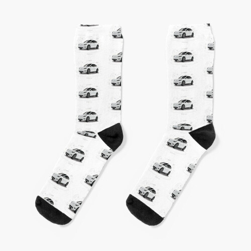Dress Socks Tesla Model Y Original Fan Art serial number: TMY001WHIW ...