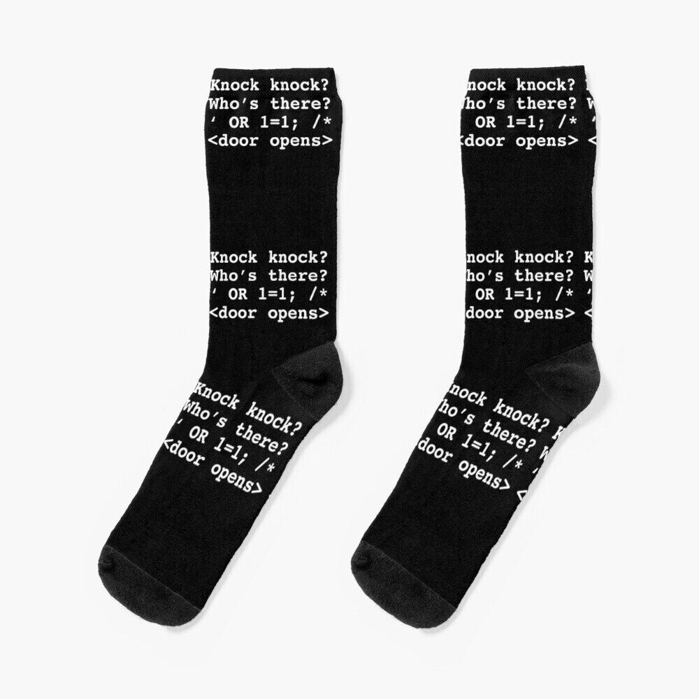 Dress Socks Funny Programmer graphic Programming Injection Knock Knock ...