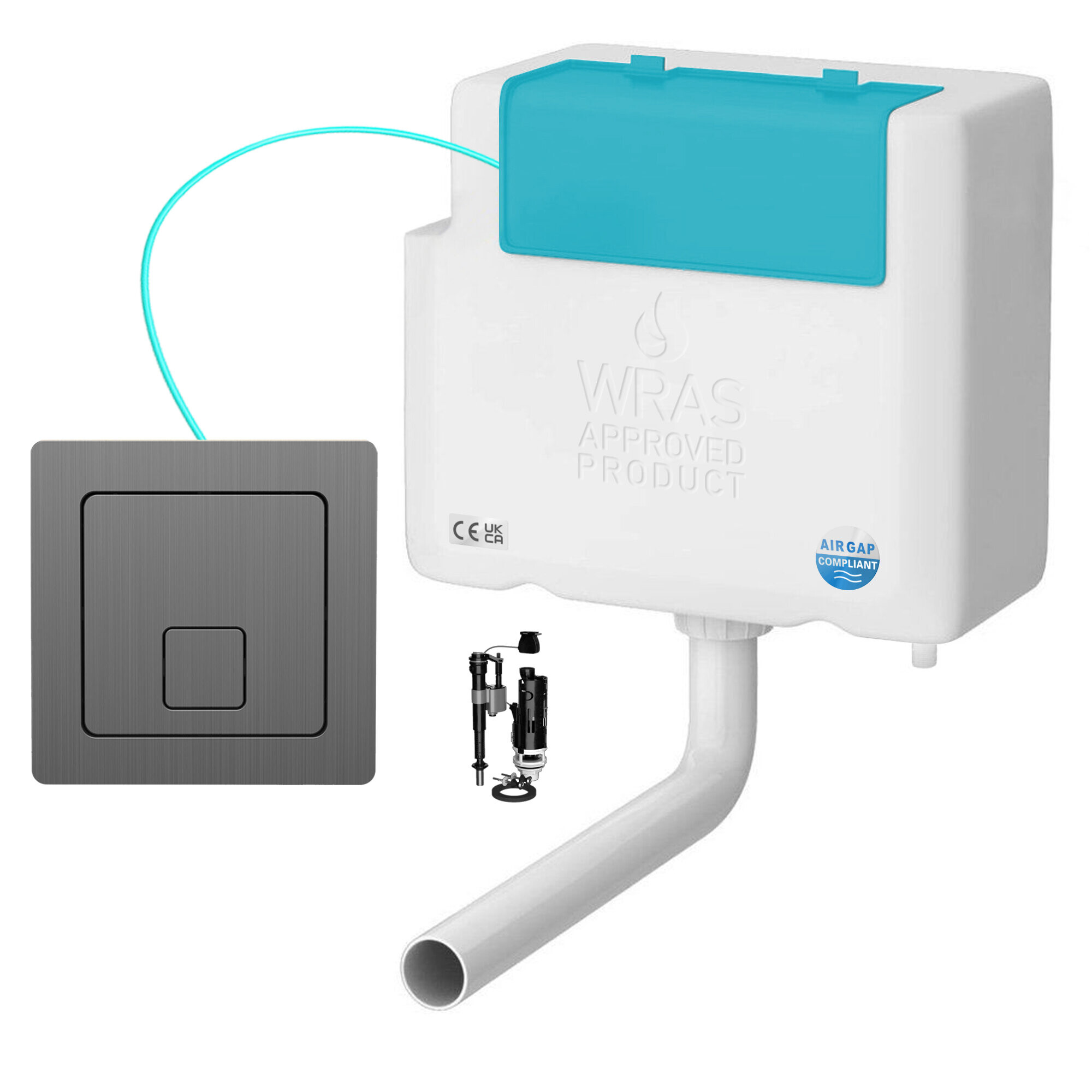 (Bottom Entry, Gunmetal) WRAS Dual Flush Concealed Toilet Cistern Set ...