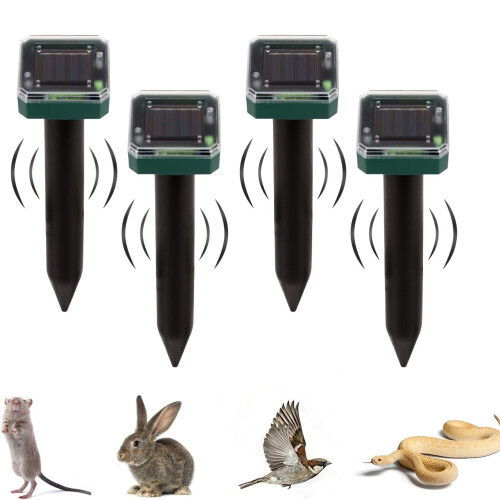 4PCS Solar Ultrasonic Mice Rat Repellent Fox Pest Scarer Deterrent UK ...