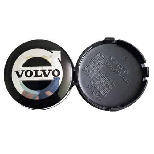 4x Volvo Alloy Wheel Centre Hub Caps 64mm Black & Chrome C30 C70 S40 ...