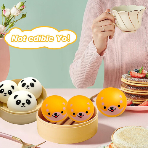 3PCS bear dumpling squid, lovely sensory toy Use bamboo steamer to ...