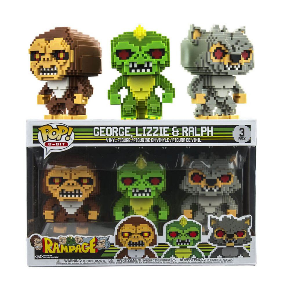 Funko Pop! Vinyl 3-Pack Rampage 8-Bit George, Lizzie, Ralph Exclusive ...