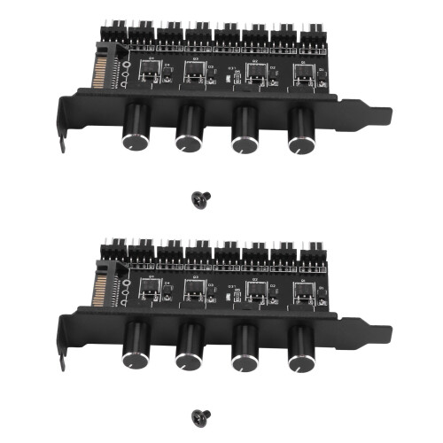 2X Pc 8 Channels Fan Hub 4 Knob Cooling Fan Speed For Cpu Case Hdd Vga ...