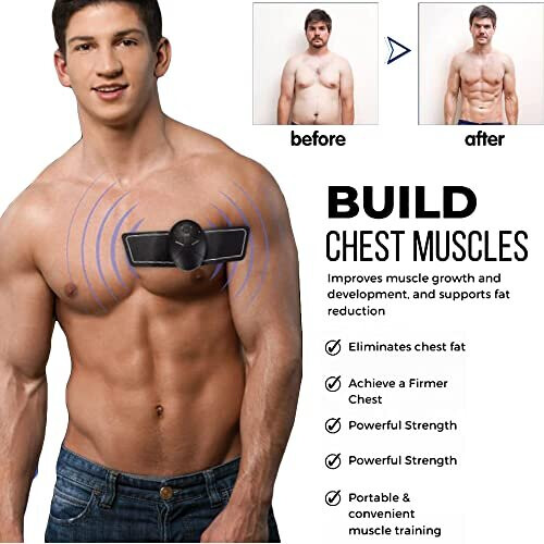 Chest Trainer for Men,EMS Muscle Stimulator, USB Stomach Muscle Toner ...