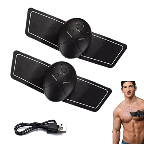 2pcs EMS Chest Trainer for Men, Muscle Stimulator, USB Stomach Muscle ...