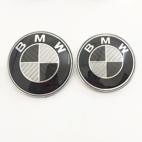 Boot+BONNET BADGE CARBON FIBRE BMW 82mm 74mm E46 E90 E92 E60 E81 X3 X5 ...