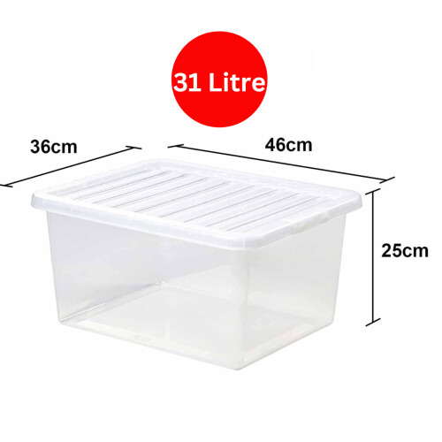 31L Plastic Stackable Storage Box With Lid Clear Container Home Work on OnBuy