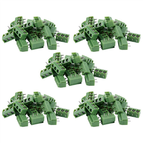 100 Pcs 3 Pin 5mm Pitch PCB Mount Screw Terminal Block AC 250V 8A on OnBuy