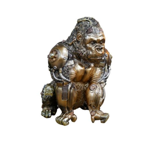 Gorilla Ornament Steampunk Bronze Design Gold Ape Statue Figure on OnBuy
