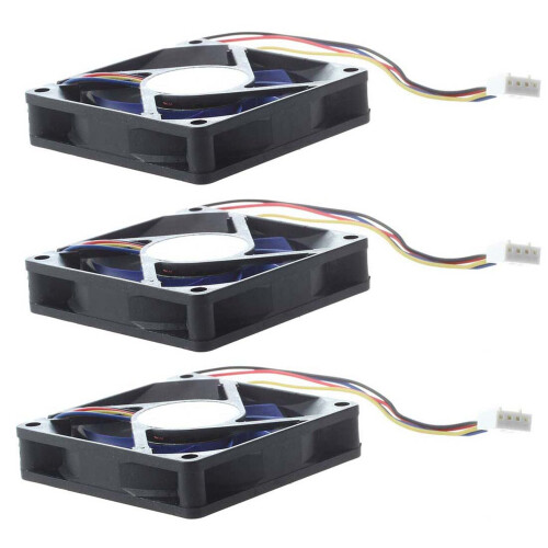 3X 12V DC 32 70mm 4-Pin Computer Case CFM PWM CPU PC Fan Blue & Black ...