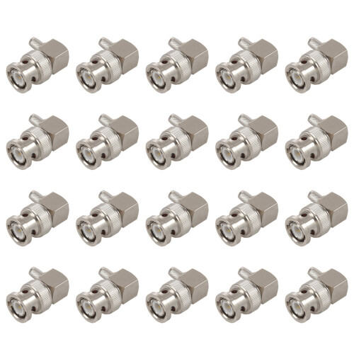 20X BNC Male Plug Right Angle Crimp for RG58 RG400 RFC195 RF Coax Adapter Connector,Silver on OnBuy