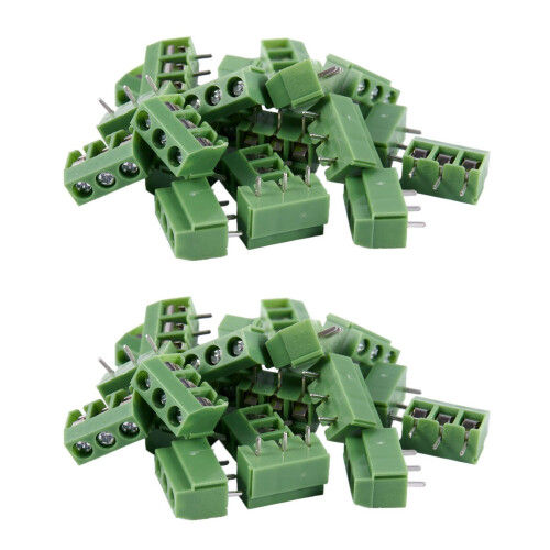 40 Pcs 3 Pin 5mm Pitch PCB Mount Screw Terminal Block AC 250V 8A on OnBuy