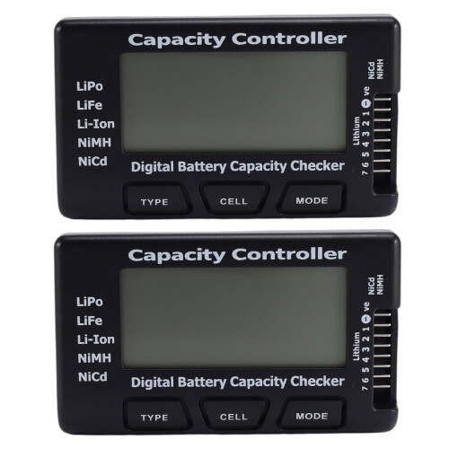2X 2.1" RC Cell Meter-7 Digital Battery Capacity Checker/Controller for ...
