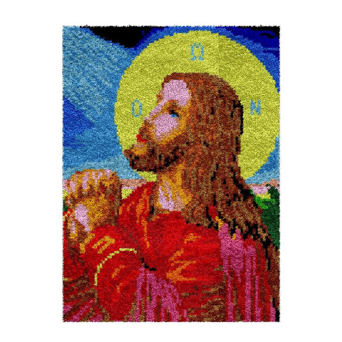 (100x67cm, Printed Canvas) Rug Making Latch Hooking Kit | Praying Jesus ...