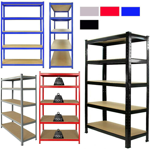 (Standard: H 150 x W 70 x D 30 Cm, Red) 5 Tier Heavy Duty Metal Garage ...