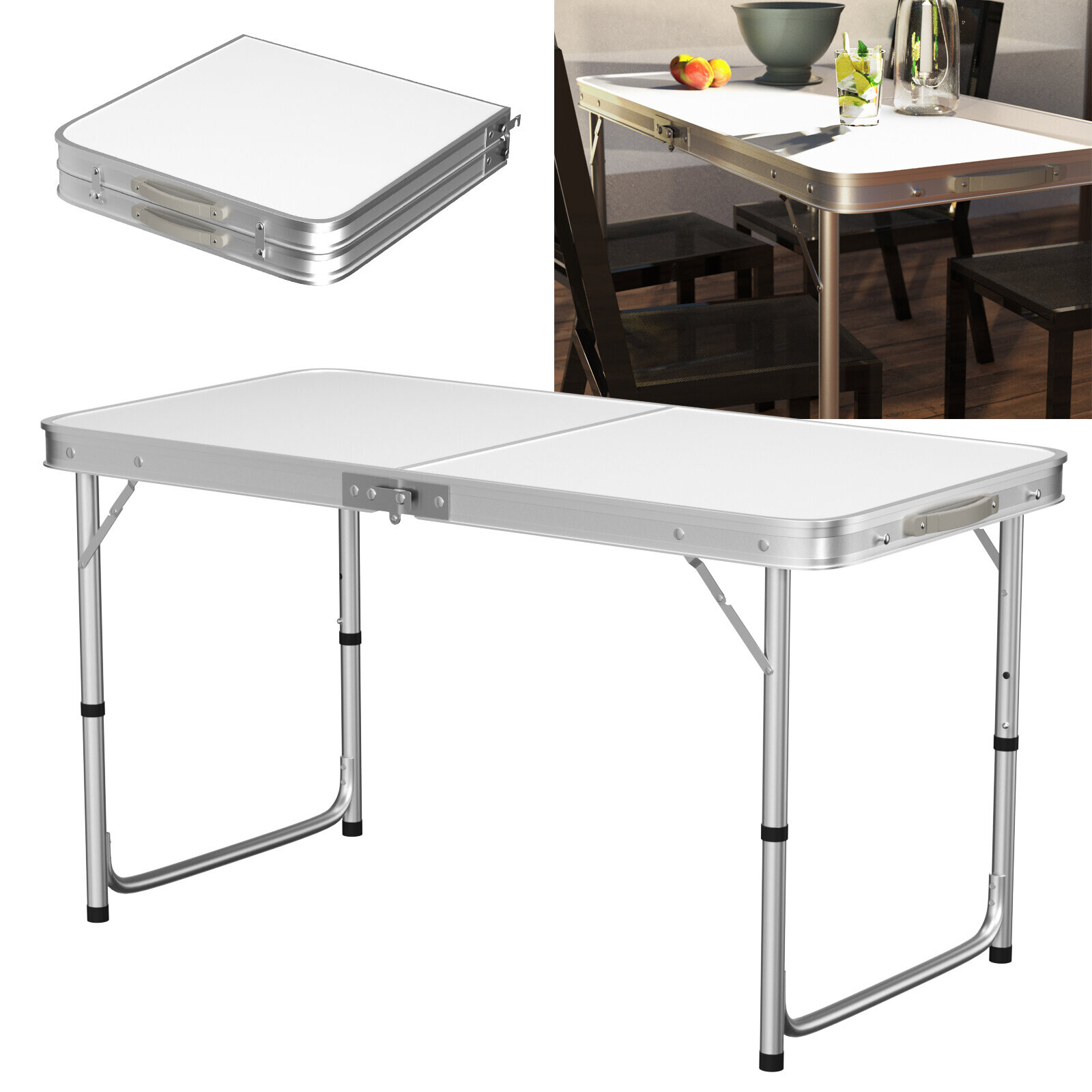 4FT/120cm Folding Garden Camping Table Portable Heavy Duty with ...