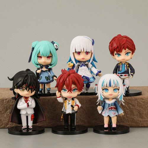 6pcs Hololive Anime Vtuber Figure Gawr Gura Vox Model Doll Toys ...