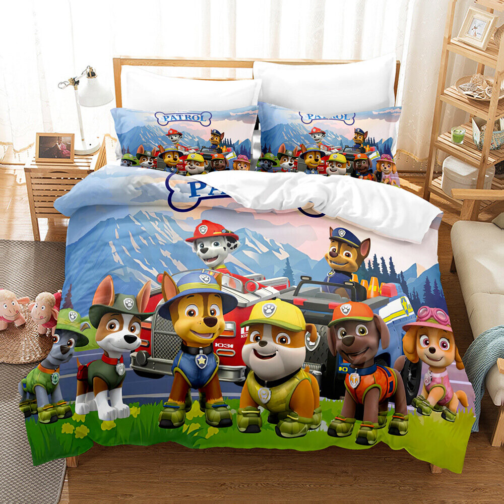 (20, Double) Cartoon animation woof woof team bed sheet quilt cover ...