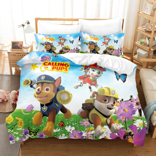 (17, Double) Cartoon animation woof woof team bed sheet quilt cover ...