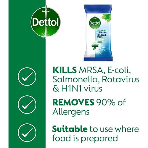 Dettol Antibacterial Biodegradable Surface Cleaning Disinfectant Wipes ...