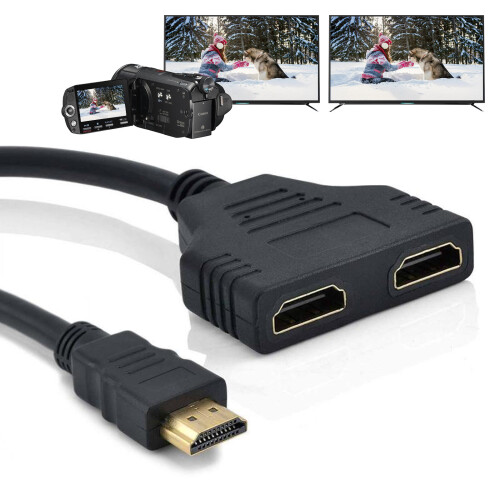 HDMI Splitter Adapter Cable 1 Input 2 Output for Office Monitor Pc ...