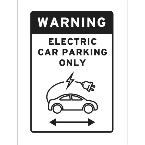 Warning Electric Car Parking Only EV Vehicle Black Graphic Sign on OnBuy
