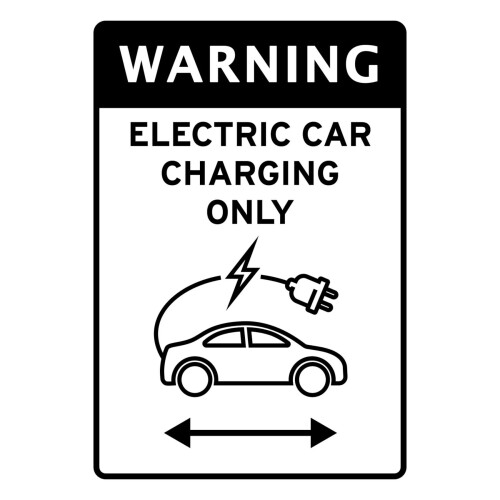 Electric Car Charging Only Black EV Car Graphic Charging Sign Notice ...