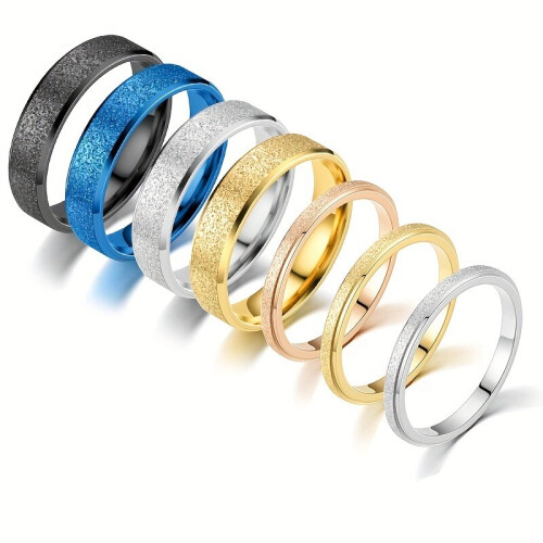 1pc 6mm 2mm Couple Ring Rose Stainless Steel Matte Rings For Engagement ...