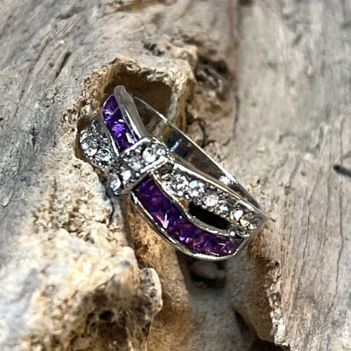Mens Cross Infinity Twist Amethyst Ring on OnBuy