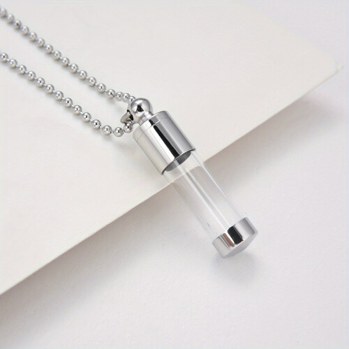 Stainless Steel Openable Container Tube Urn Necklace Keepsake Cremation ...