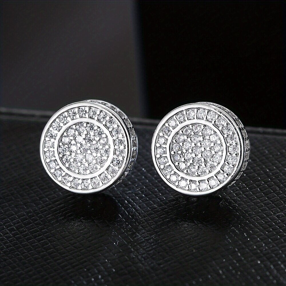 Square Full Rhinestone Stud Earrings Hip Hop Personality Niche ...