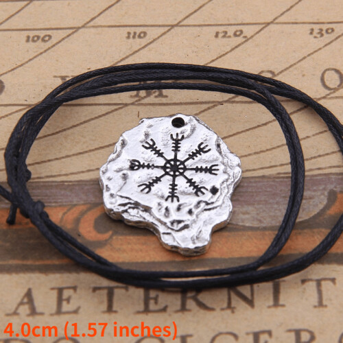 Vintage Silver Viking Rune Stone Shaped Amulet Pendant Necklace Punk ...